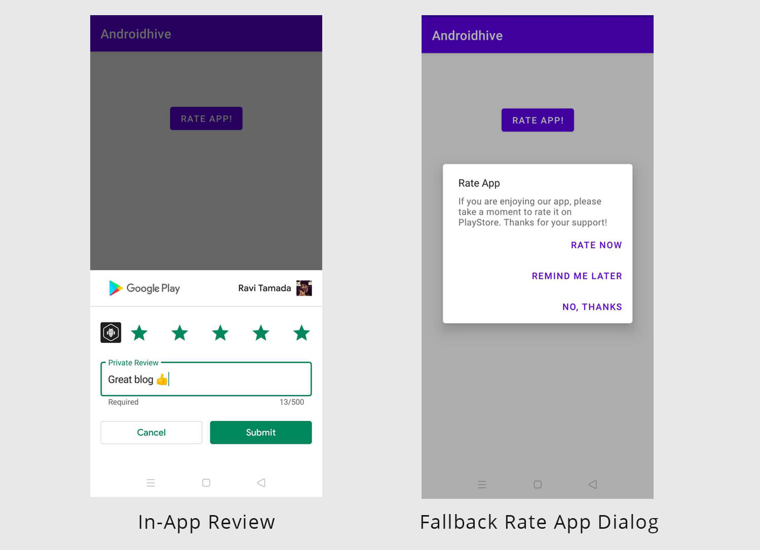 Android Rate App Using Google In App Review API Readers By InfoTheme